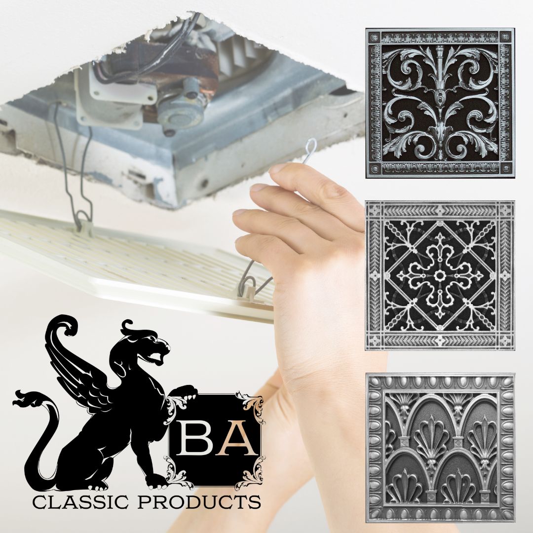 Exhaust Fan Cover | Empire Style Decorative Bathroom Fan Cover | 10x10 ...